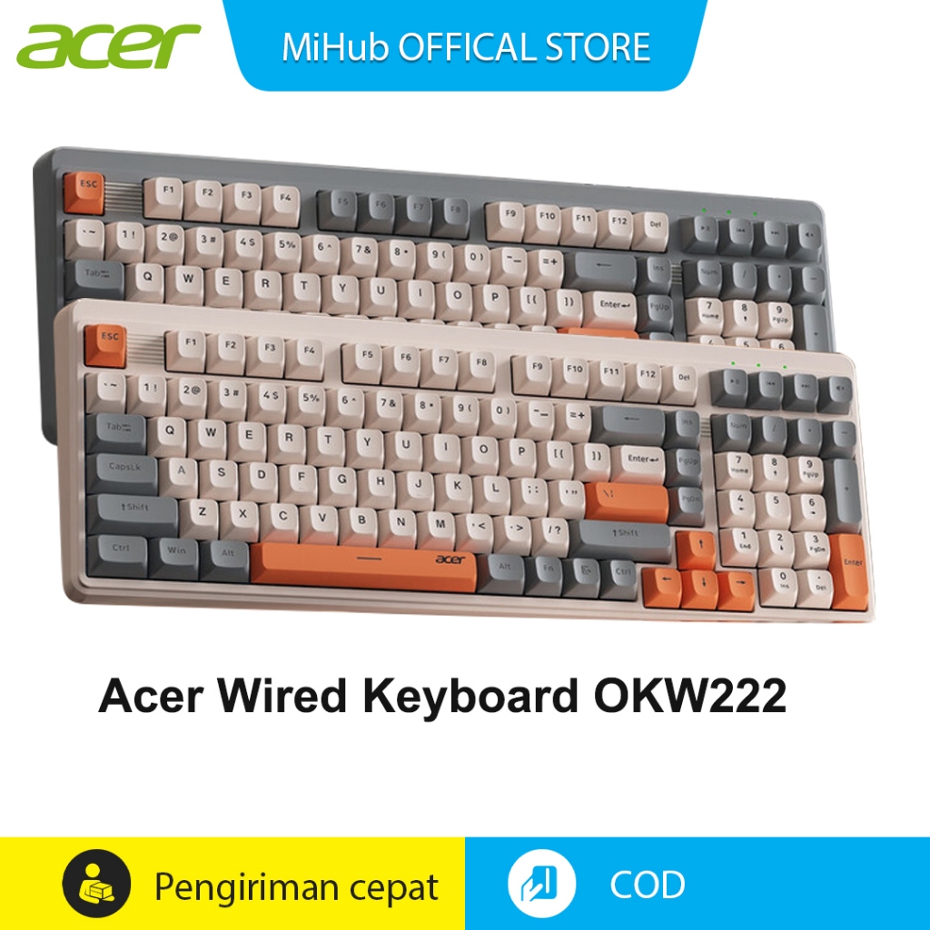 Acer OKW222 Backlight RGB 7 Color Gaming Keyboard, Type-C Detachable ...