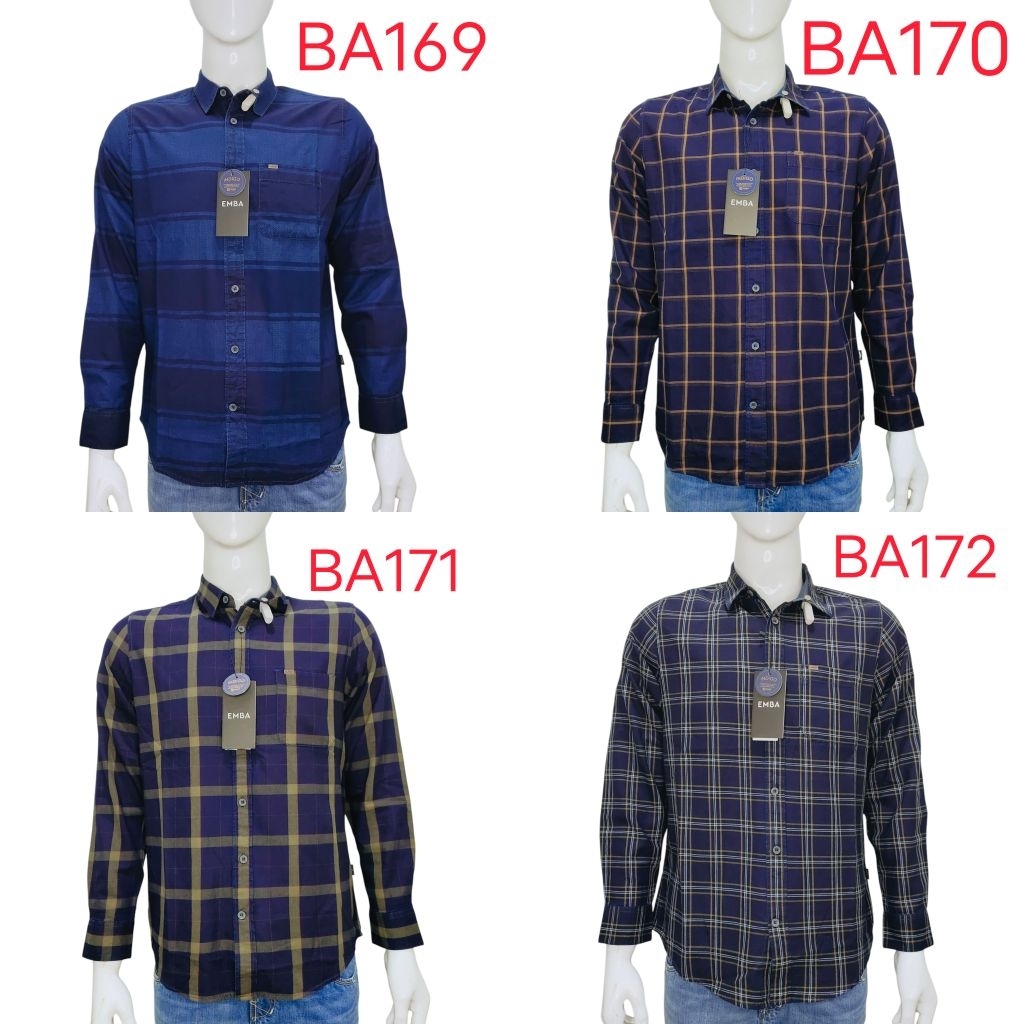 KEMEJA Emba Classic Men's Shirt BA169 BA170 BA171 BA172 | Shopee Singapore