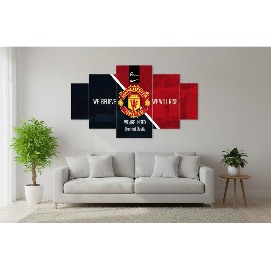 Manchester United Wall Decoration 1 Set of 5 Wooden Posters Wall Decor ...