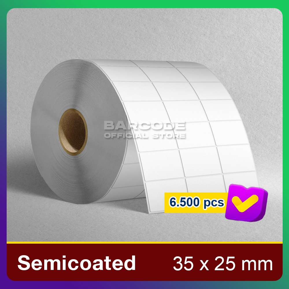 Semi-coated Label 35x25 mm Barcode Sticker 33mm x 25mm 3 Line Semicoat ...