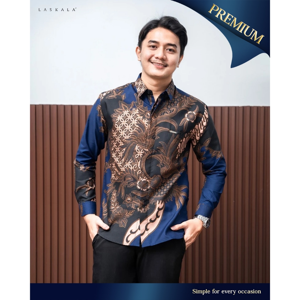 KEMEJA Laskala Batik Premium Fadi Men's Slimfit Long Sleeve Batik Shirt ...