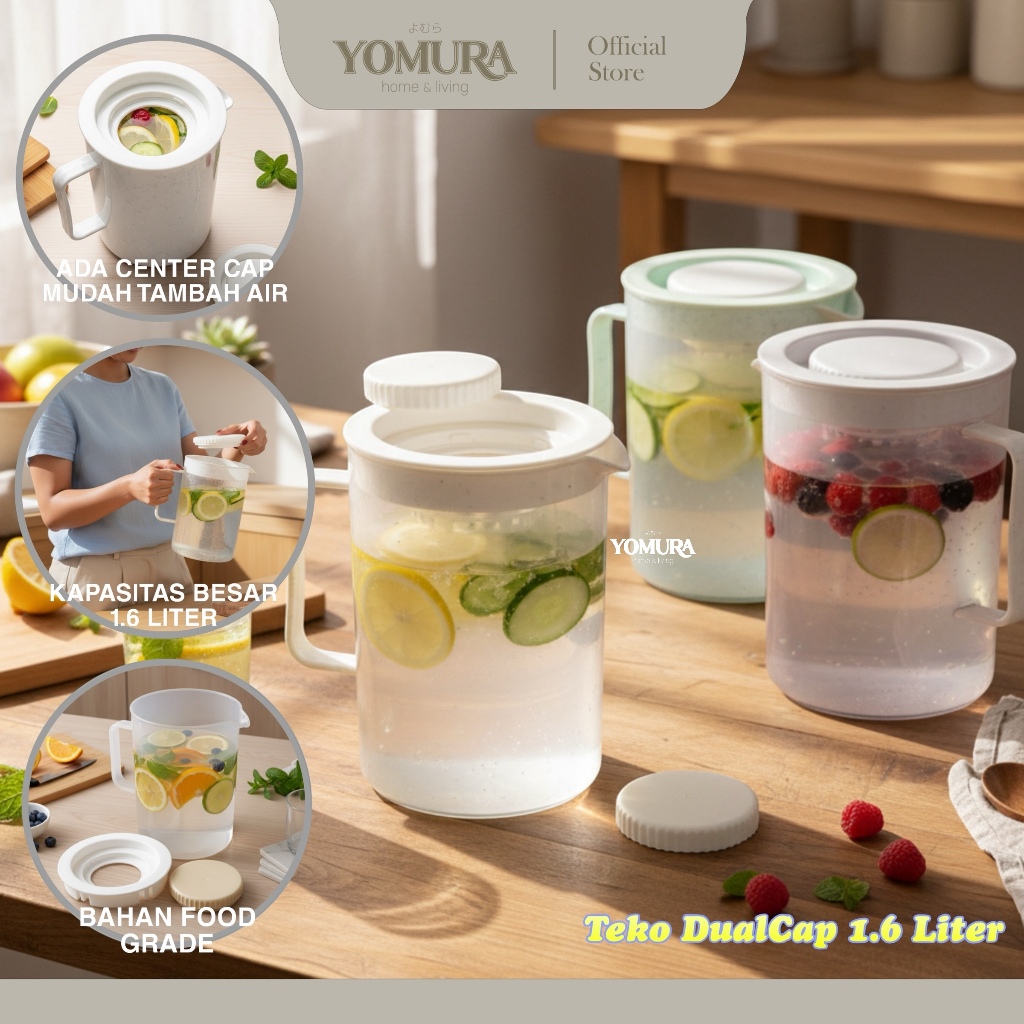 TERMOS YOMURA DualCap 1.6 Liter Jug with Two Lids, Drink Pitcher ...