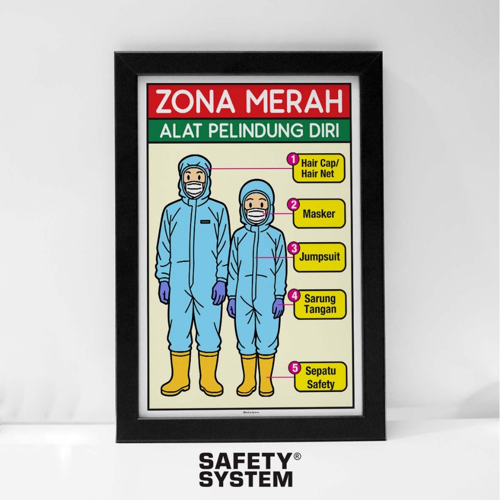 MERAH K3 Safety Poster Personal Protective Equipment for Red Zone Area ...