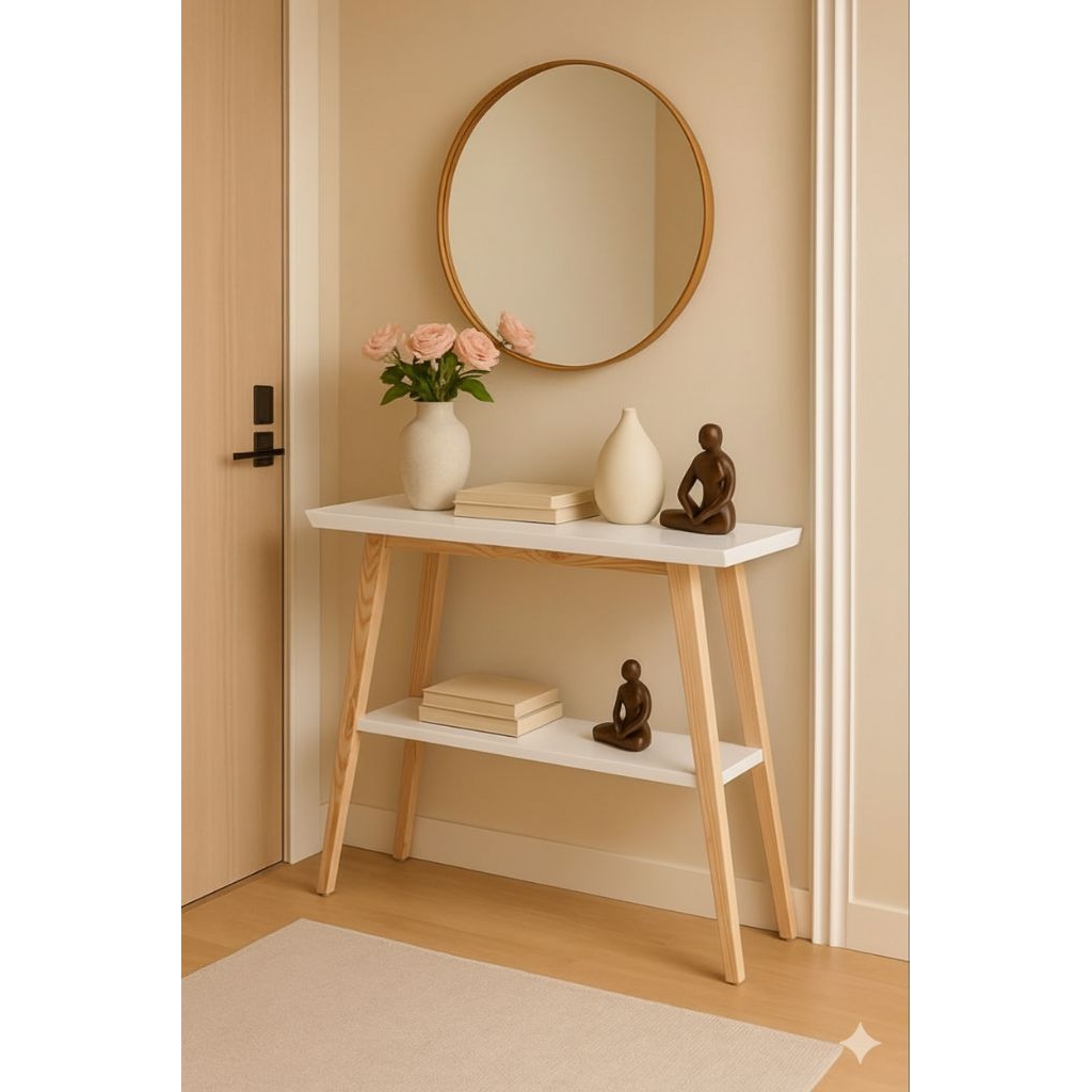 Aesthetic Wooden Stacking Table with 2 bases 70x20 Wooden Console ...