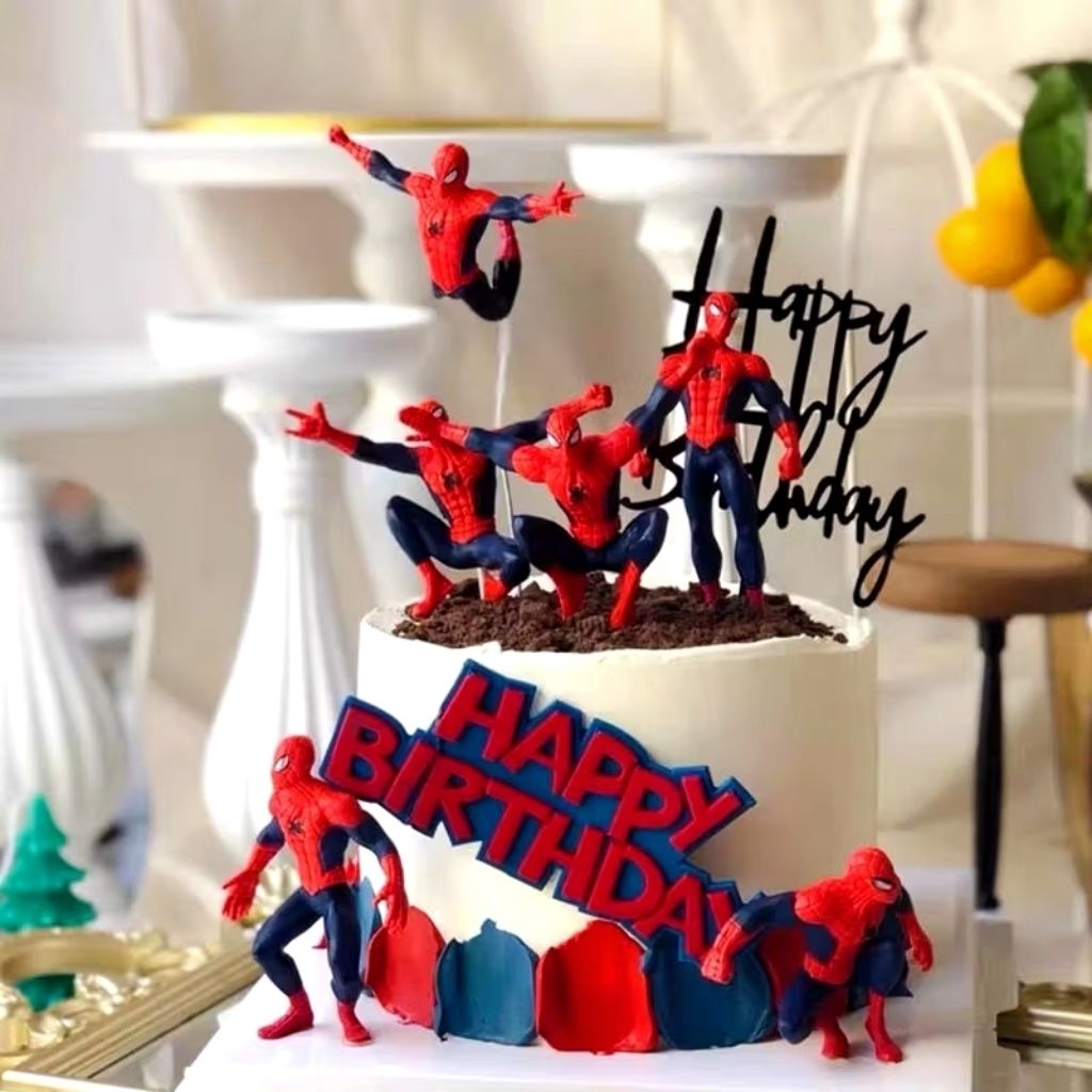SPIDERMAN CAKE TOPPER ACTION FIGURE SPIDERMAN CAKE DECORATIONS MADE OF ...