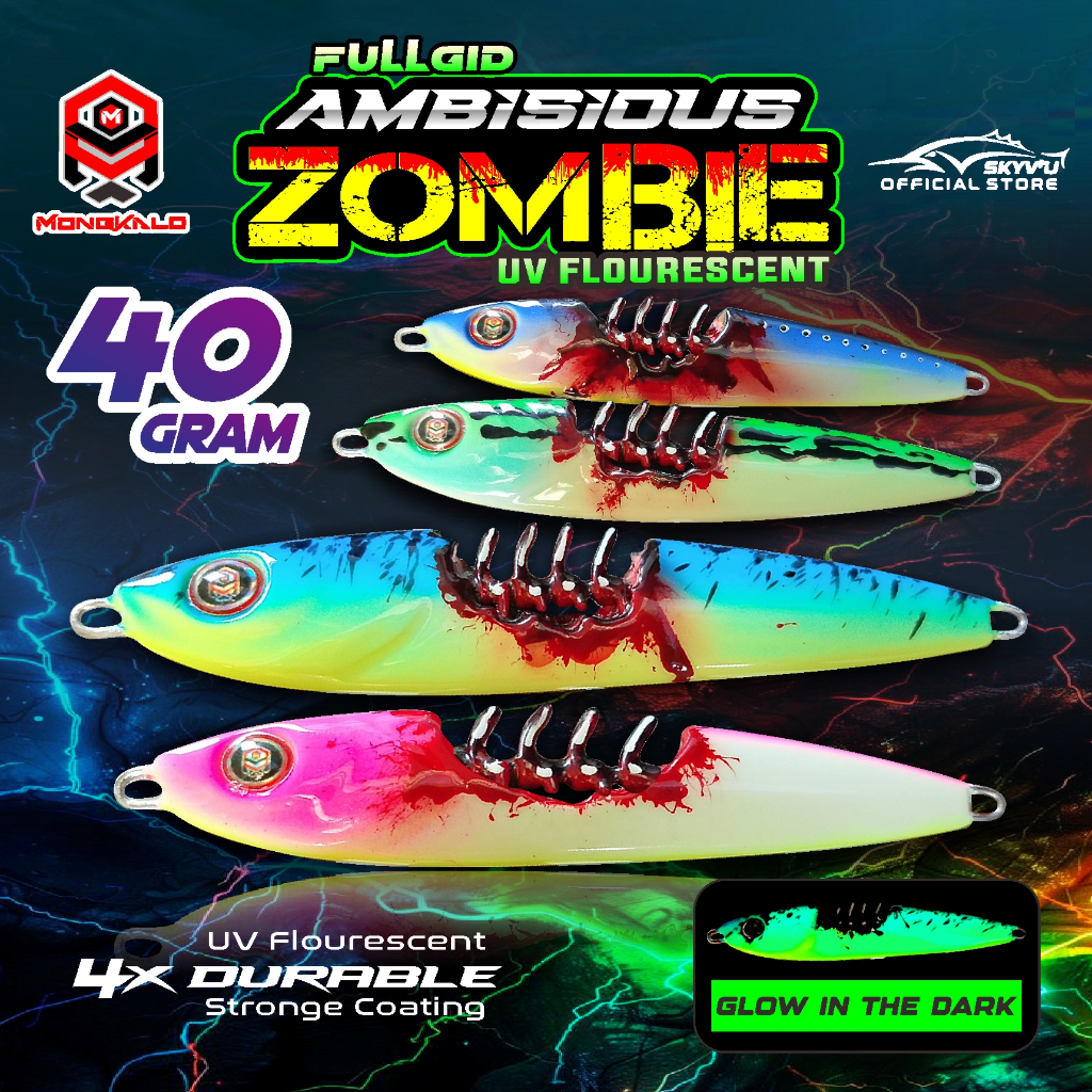 MONGKALO AMBISIOUS ZOMBIE Glow In The Dark 40 Gram Sea Fishing Lure ...
