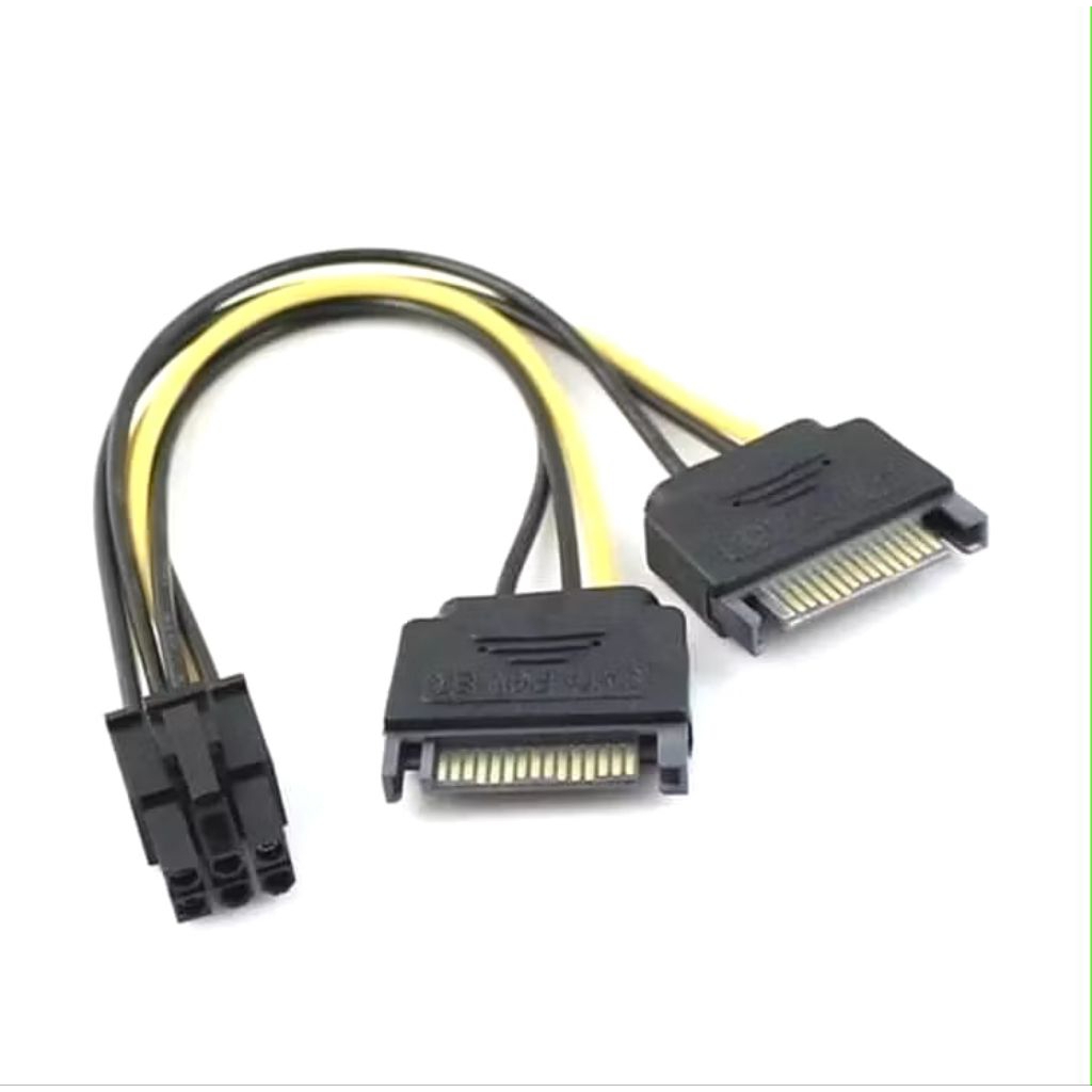 VGA CABLE PCI E 6PIN FEMALE TO DUAL SATA 15 PIN MALE | Shopee Singapore