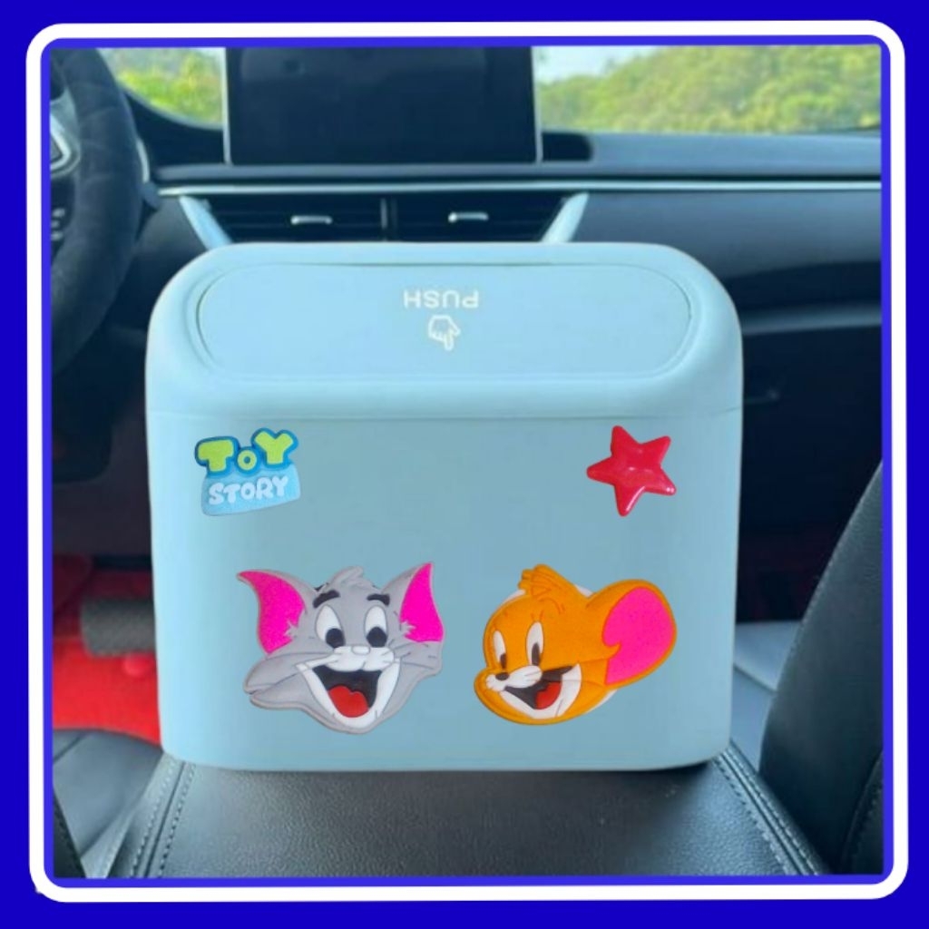 Cute Tom & Jerry Head Car Trash Can | Mini Car Push Trash Bin Cute ...