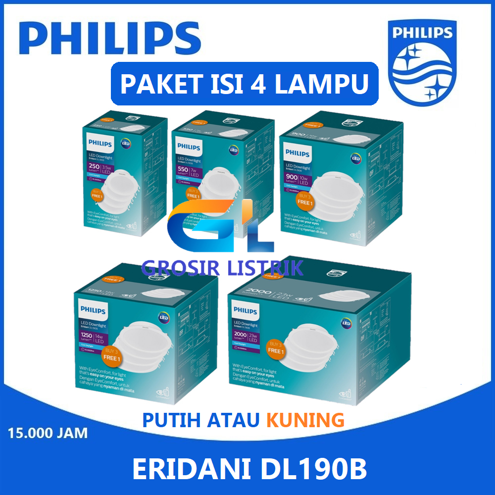 Philips Downlight Eridani Buy 3 Get 1 Free Multipack Packaging 3.5W 7W ...