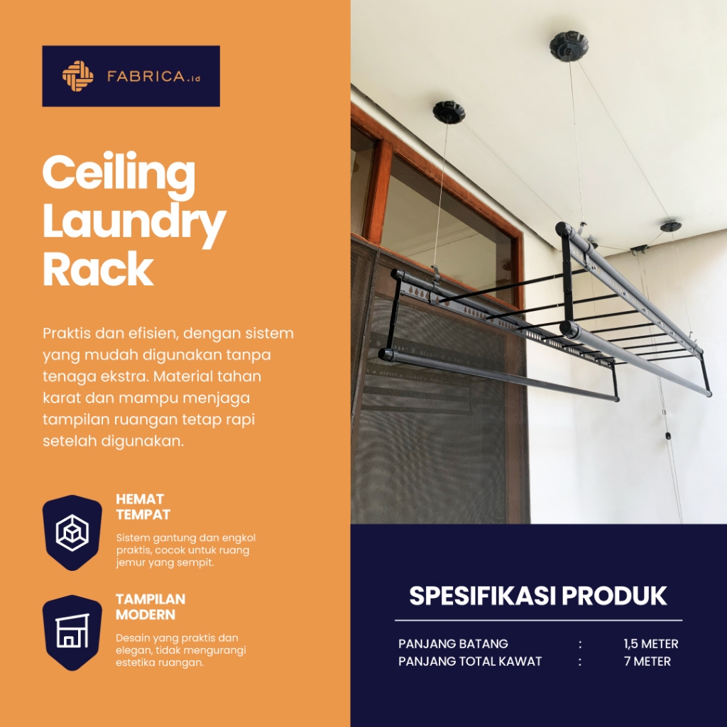 Fabrica Ceiling Laundry Rack | Hanging Clothesline - Ceiling | Aluminum ...