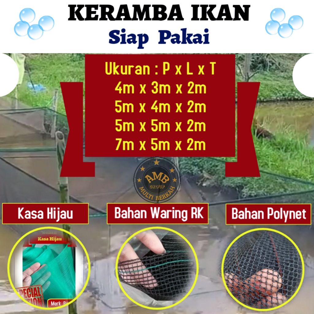 HIJAU Ready-to-Use Fish Cage Made of Green Gauze, Anti-Slide Polynet ...