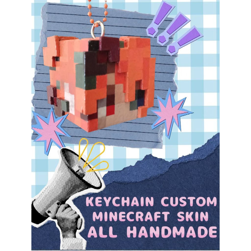 [MillairaShop] (READ DESCRIPTION) Custom 3D Minecraft Skin Keychain ...