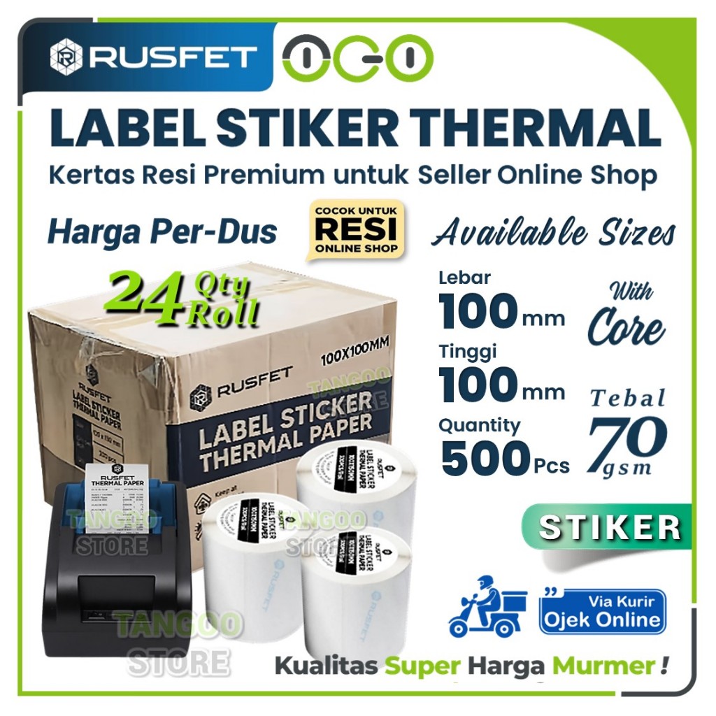 Thermal Receipt Sticker Roll 10cm x 10cm x 500pcs (Price Per Box 24 ...