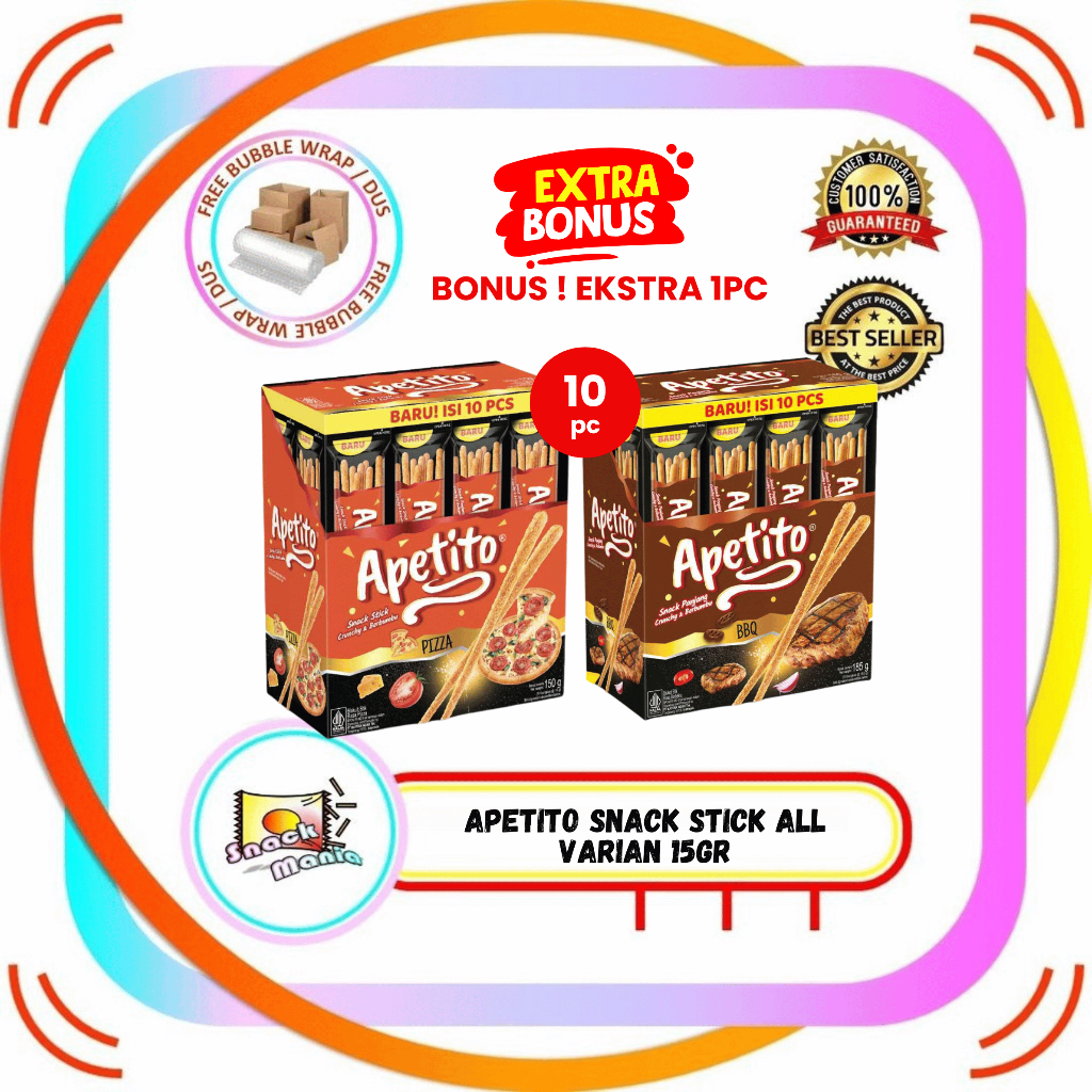 Apetito Biscuit Stick BBQ Pizza Flavor ~ 15 gr 10 pcs Box | Shopee ...