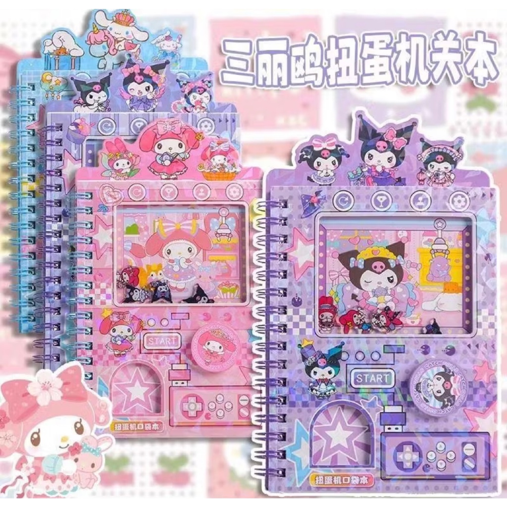 MESIN Cute Gacha Machine Notebook Capybara Kuromi Cinnamoroll Melody ...