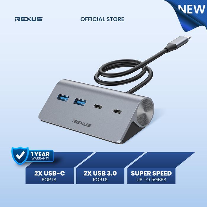 Rexus RXT-401 Hub USB C 4 in 1 Docking Station with 2 Port USB-C & 2 ...