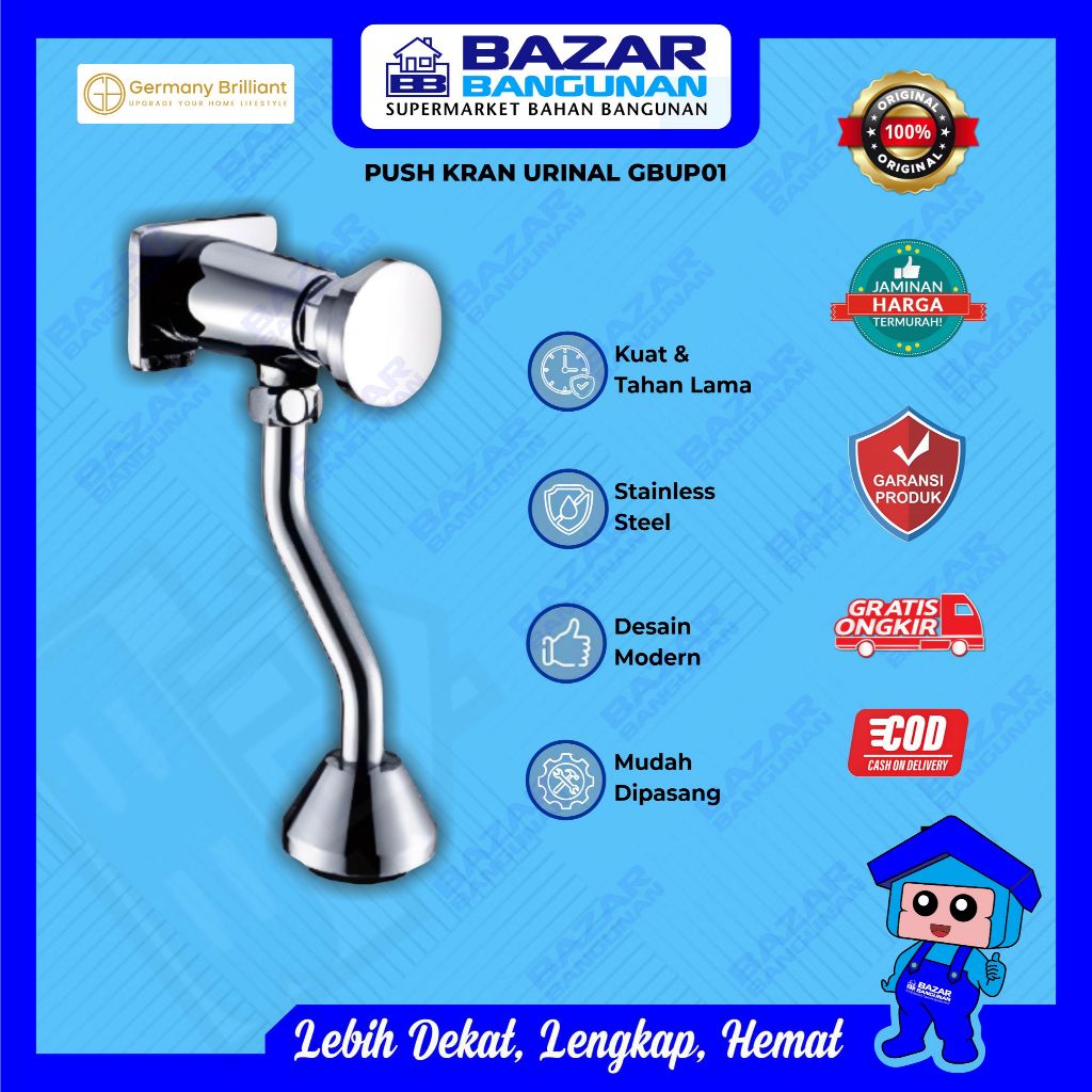 TOMBOL Germany Brilliant - Push Press Button Flush Valve Urinal Faucet ...