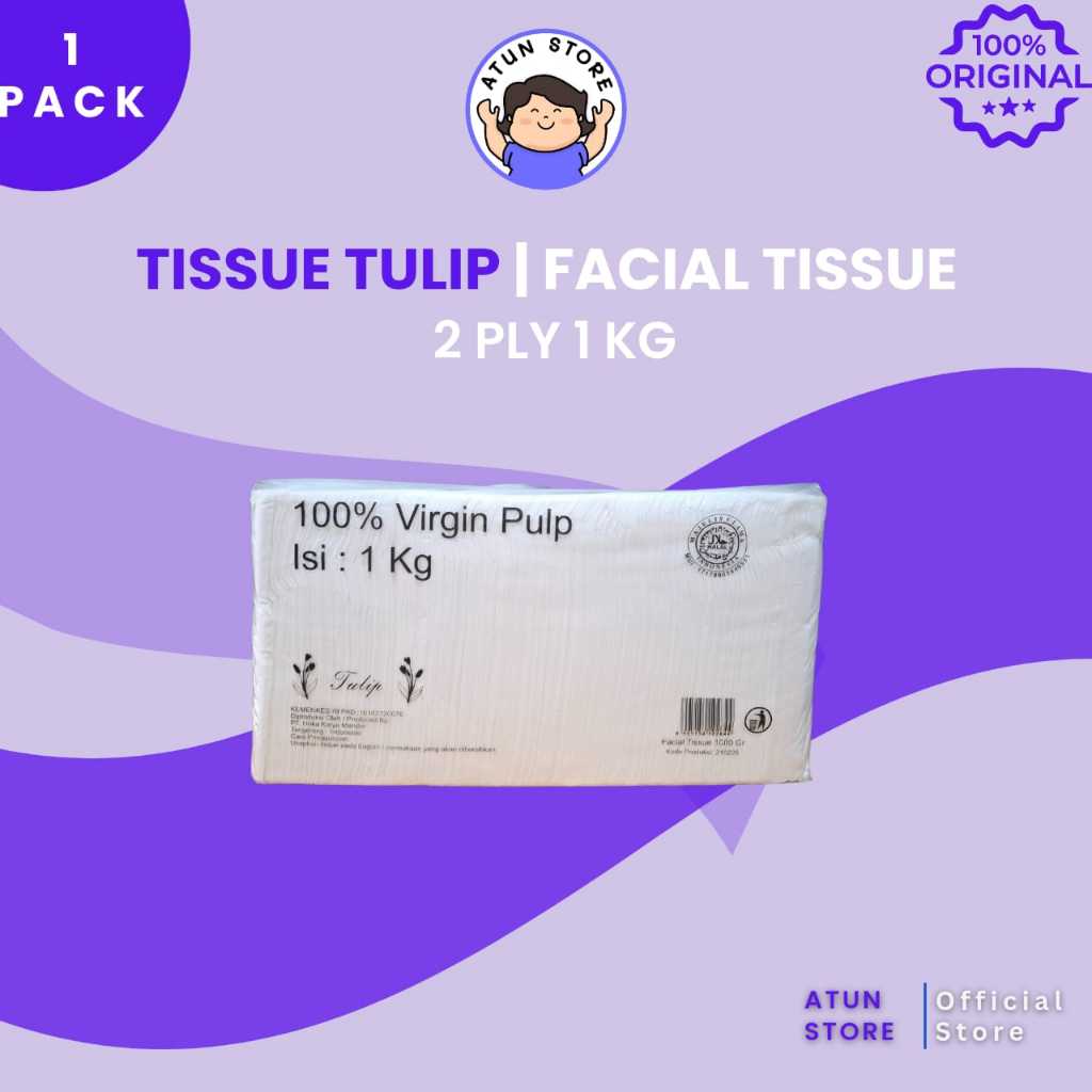 PACKAGE [ 1 PACK ] | TULIP FACIAL TISSUE VIRGIN PULP 1 KG | Facial ...