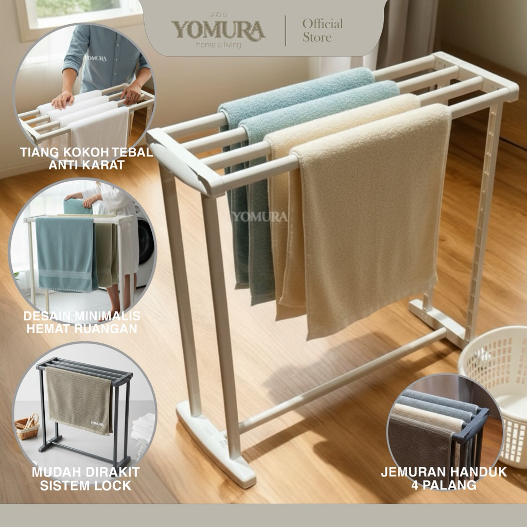 YOMURA Plastic Towel Drying Rack, Strong, Thick, Premium, Rust ...