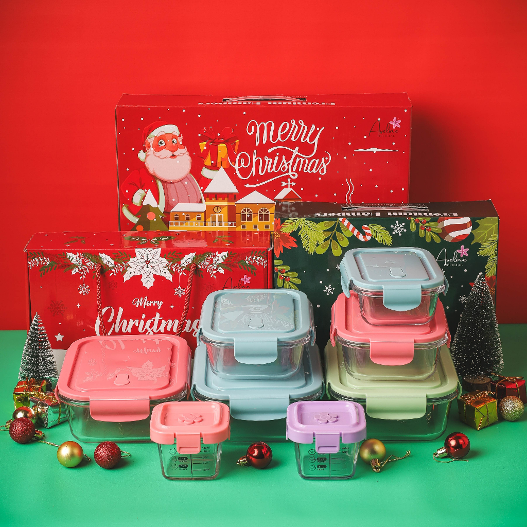 Hampers Xmas Lunch Box and MPASI Set 3in1 Airtight Christmas Gift Set ...