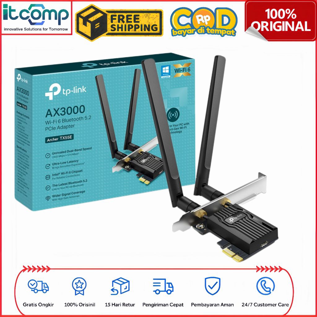 TP-Link Archer TX55E AX3000 Wi-Fi 6 Next Gen Bluetooth 5.2 PCIe Adapter ...