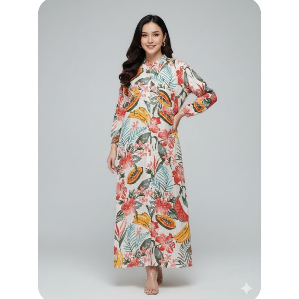 BRANDED LINEN MOTIF DREES | Shopee Singapore