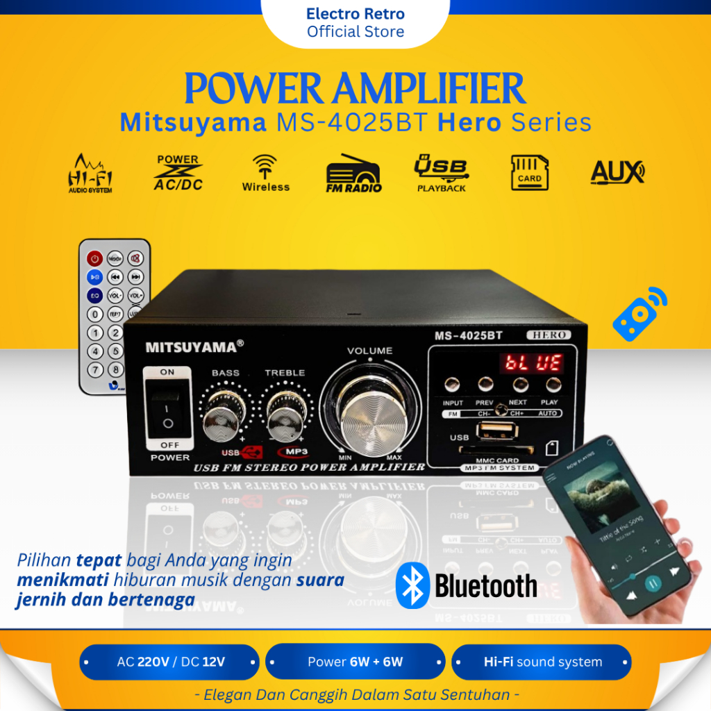 Bluetooth Amplifier Equalizer Audio Karaoke Home Theater Mitsuyama Hero ...