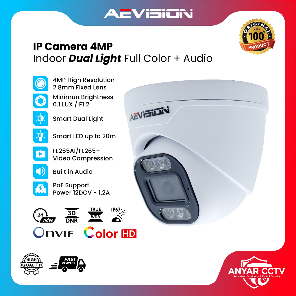 AEVISION IP Camera Dual Light Audio 4MP Indoor IP Cam 4MP Dual Light ...
