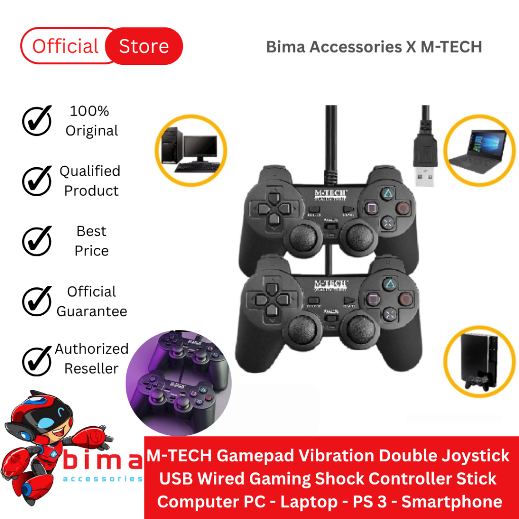 M-TECH Gamepad Vibration Double Joystick USB Gaming Controller Stick ...