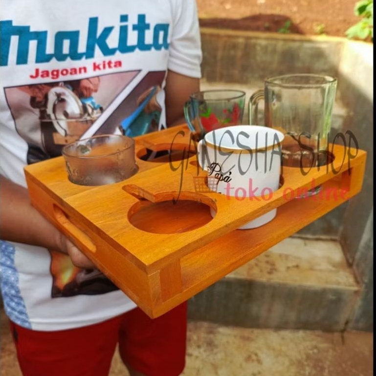 Glass tray cup rack for glasses with handle, hole diameter 8 cm ...