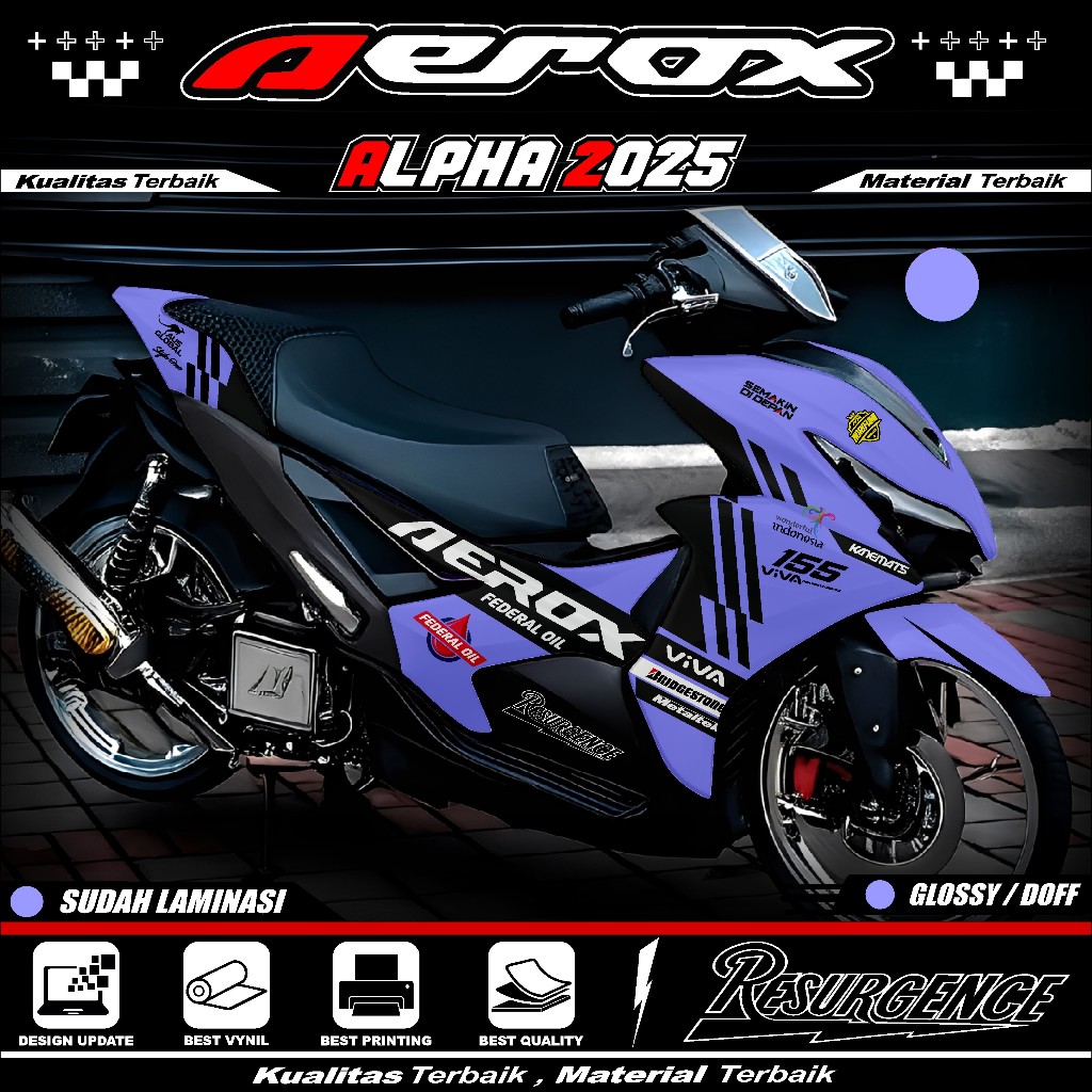 Decal Sticker Aerox Alpha Turbo Full Body 2025 Sticker Decal Full Body ...