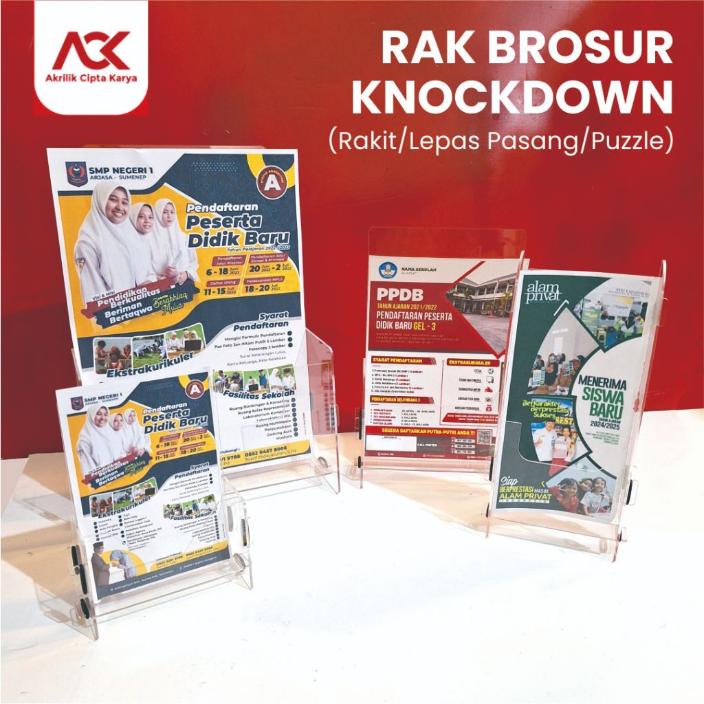Acrylic Knockdown Brochure Rack | Table Brochure Display & Counter ...