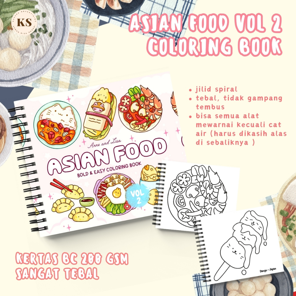 ASIAN FOOD COLORING BOOK VOL 2 Coloring Book Bold & Easy Cozy Healing ...