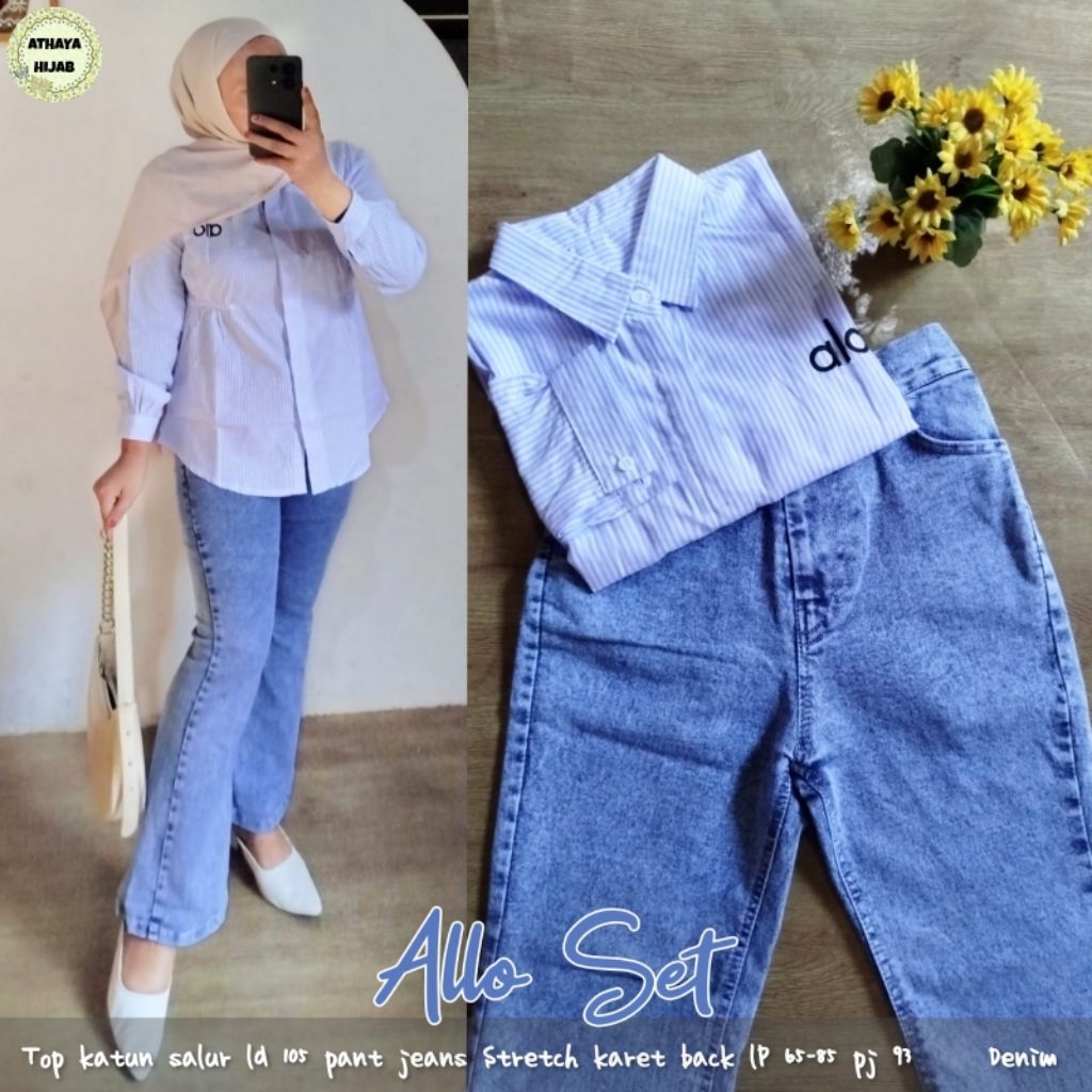 KATUN Allo Set Cutbray Cotton Stripes (Athaya) | Shopee Singapore