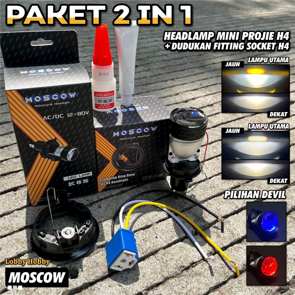 Biled Projector Headlight Package H4 LASER CUT OFF FLAT 55W LED H4 ...