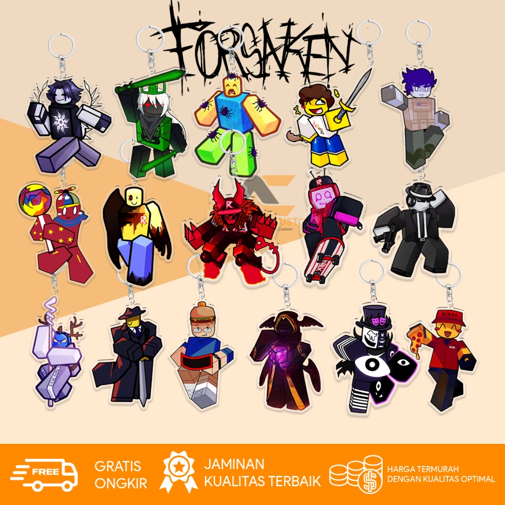 GANTUNGAN Roblox Forsaken Survivors & Killer Character Keychain Roblox ...