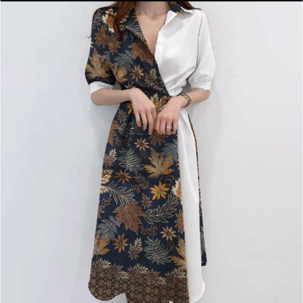 { THABI } ARMATIK DRESS PLAIN COMBINATION BATIK DRESS KOREAN TEENAGE ...