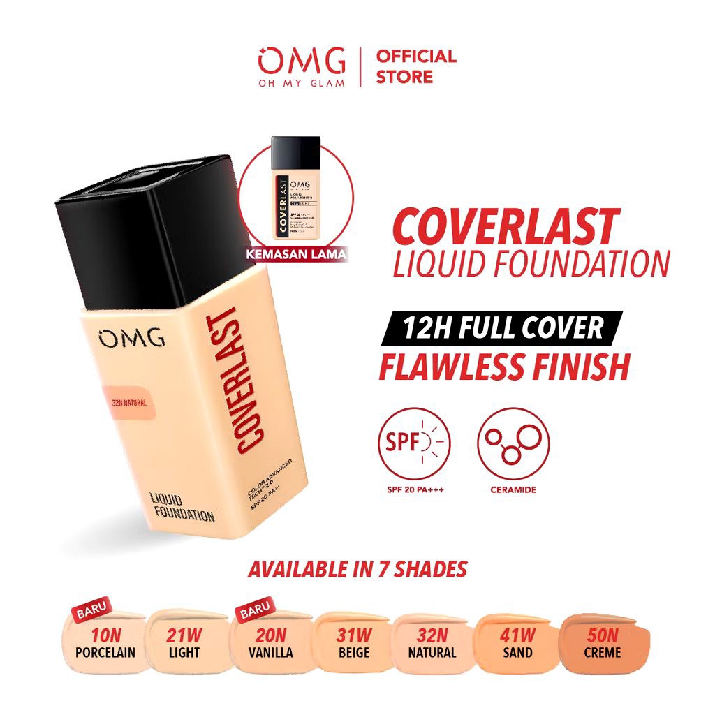 OMG Original Coverlast Liquid Foundation New Packaging 12H Full Cover ...
