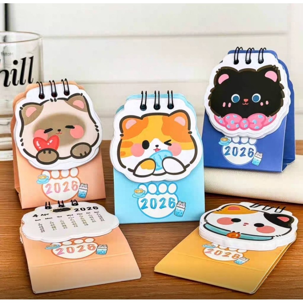 Cute Cat Mini Desk Calendar 2026 – Children's Gift, School Souvenir ...