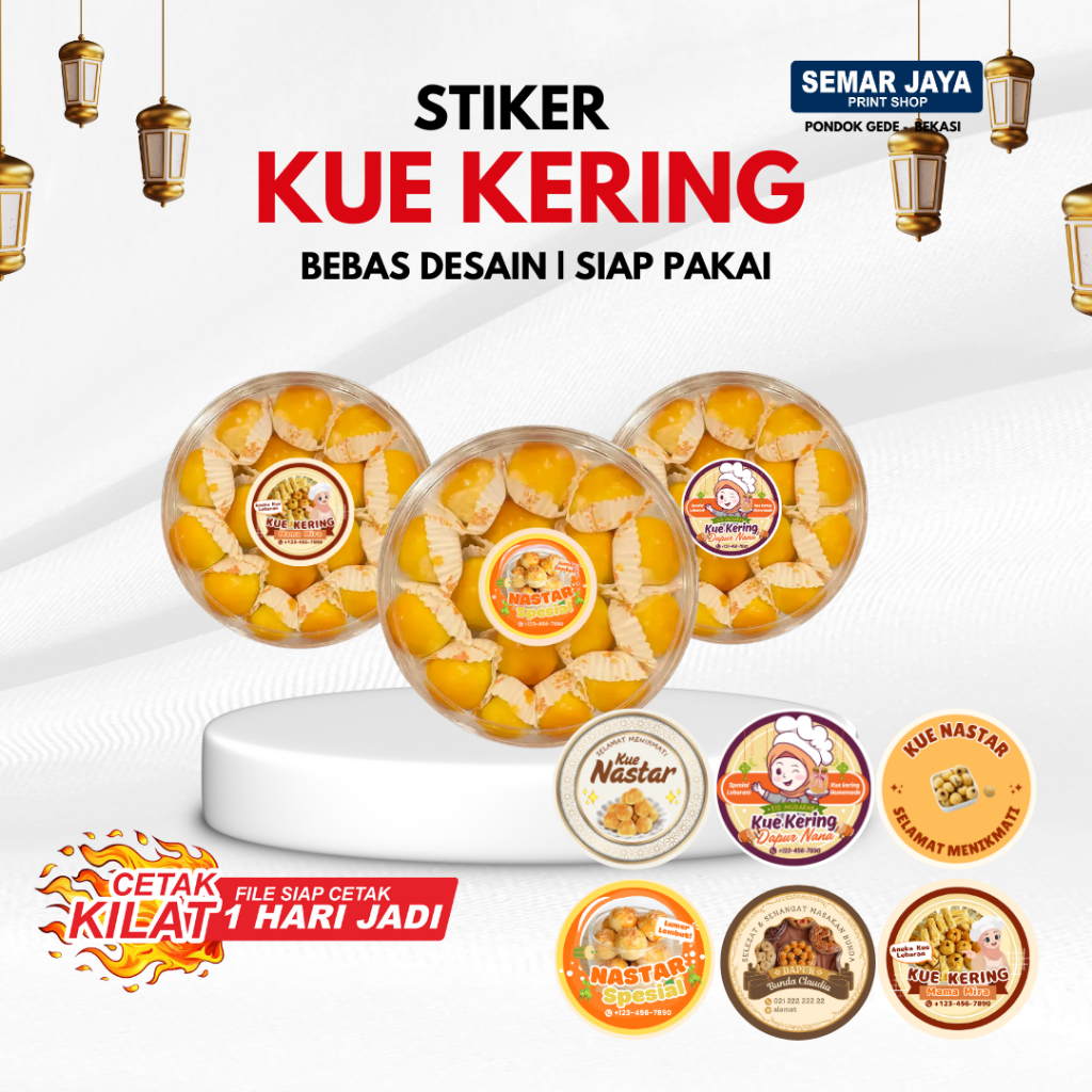 Nastar cookie label sticker | Eid stickers | Eid Jar Stickers | Custom ...