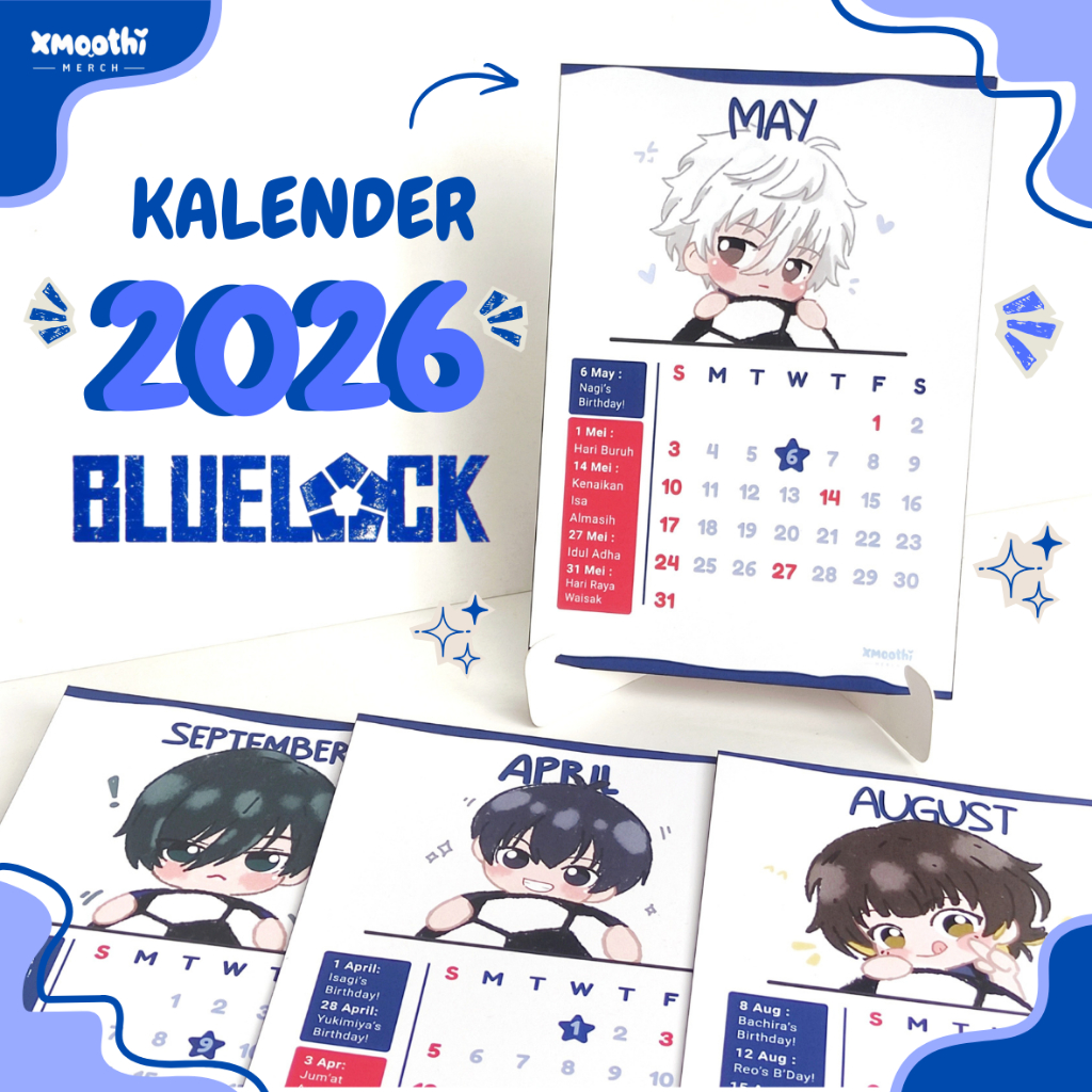 BLUELOCK 2026 MINI DESK CALENDAR - AESTHETIC BLUELOCK CALENDAR - ANIME ...