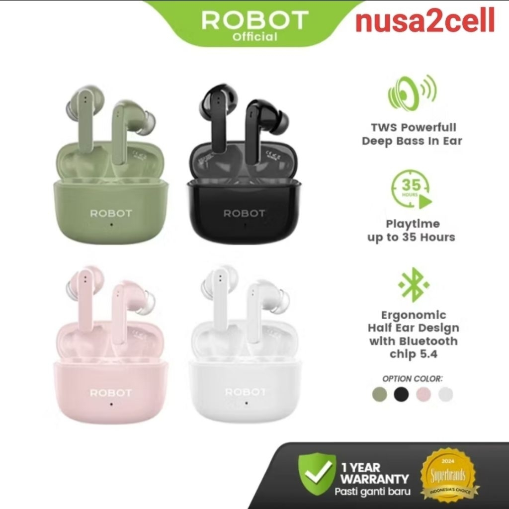 ROBOT T70E TWS Earphone Bluetooth TWS Earphone Airbuds Deep Bass ...