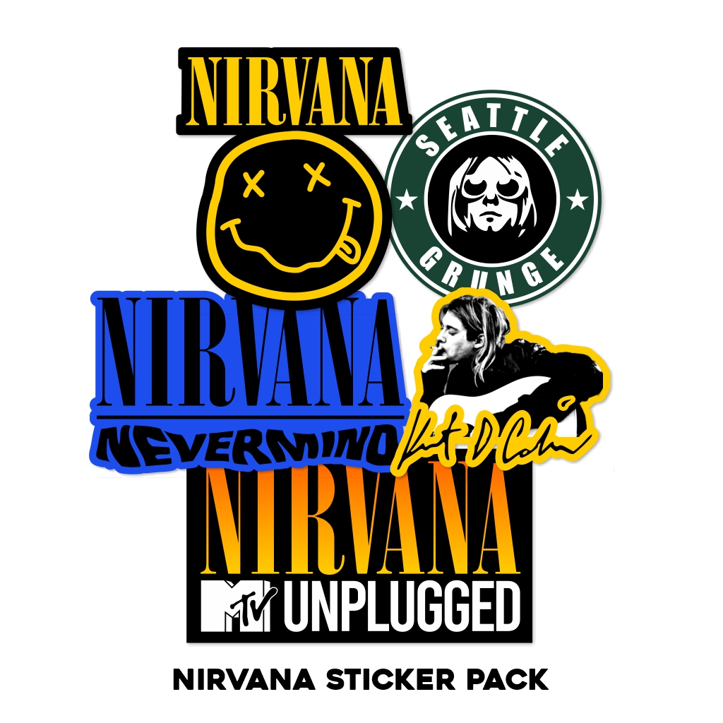 NIRVANA STICKER PACK AESTHETIC BAND STICKER VINYL LAMINATED GLOSSY KISS ...
