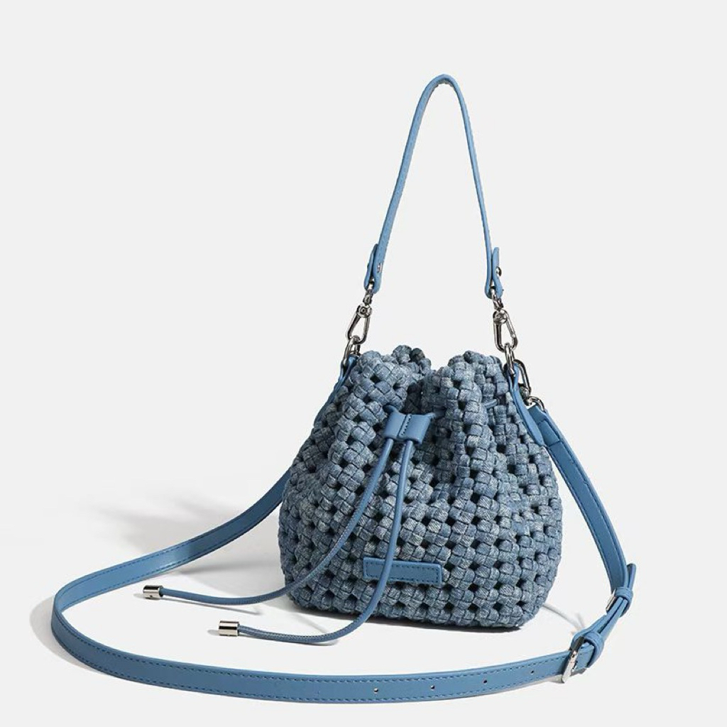 Denim Woven Drawstring Bag (8617) | Shopee Singapore