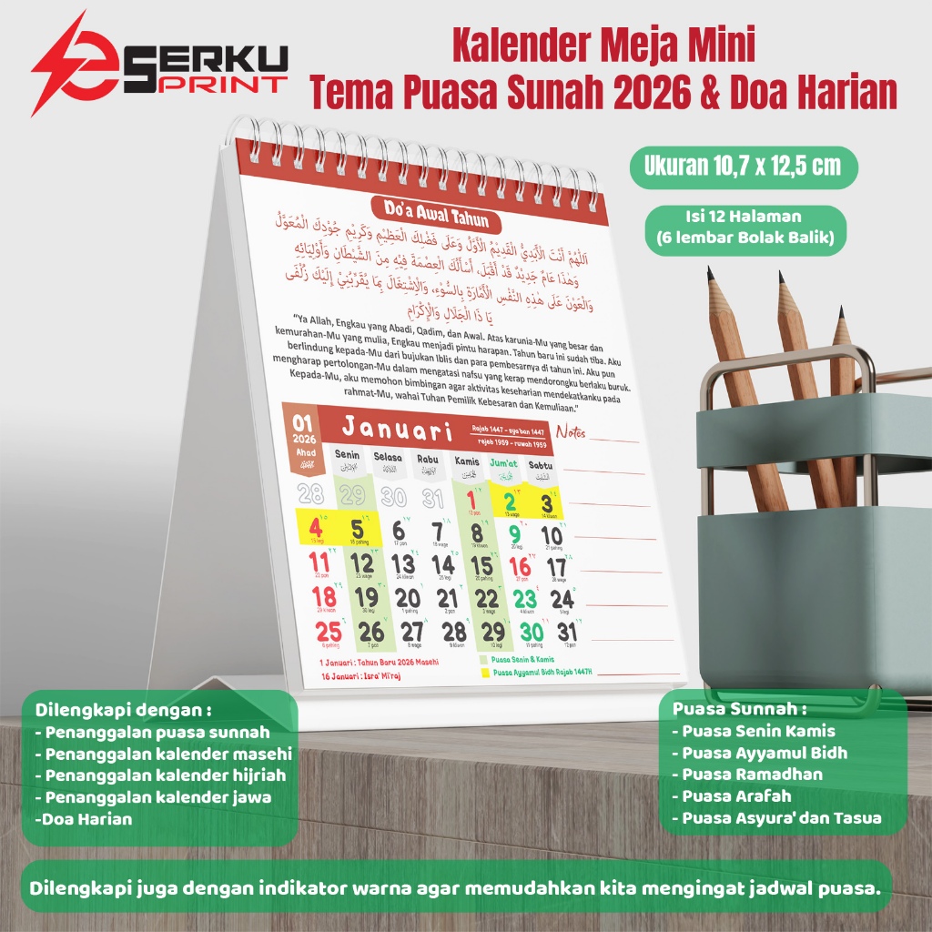 Sunnah Fasting Theme Desk Calendar 2026 & Daily Prayer | Shopee Singapore