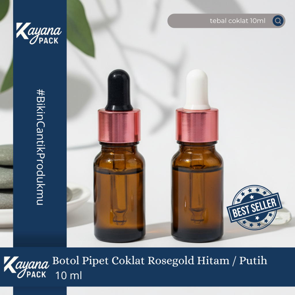 10ml Thick Brown Clear Rosegold Serum Pipette Bottle White or Black ...