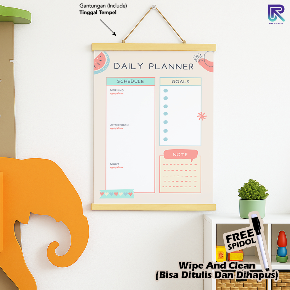RHA GALLERY Planner Schedule Daily Weekly Daily Schedule Aesthetic Wipe ...