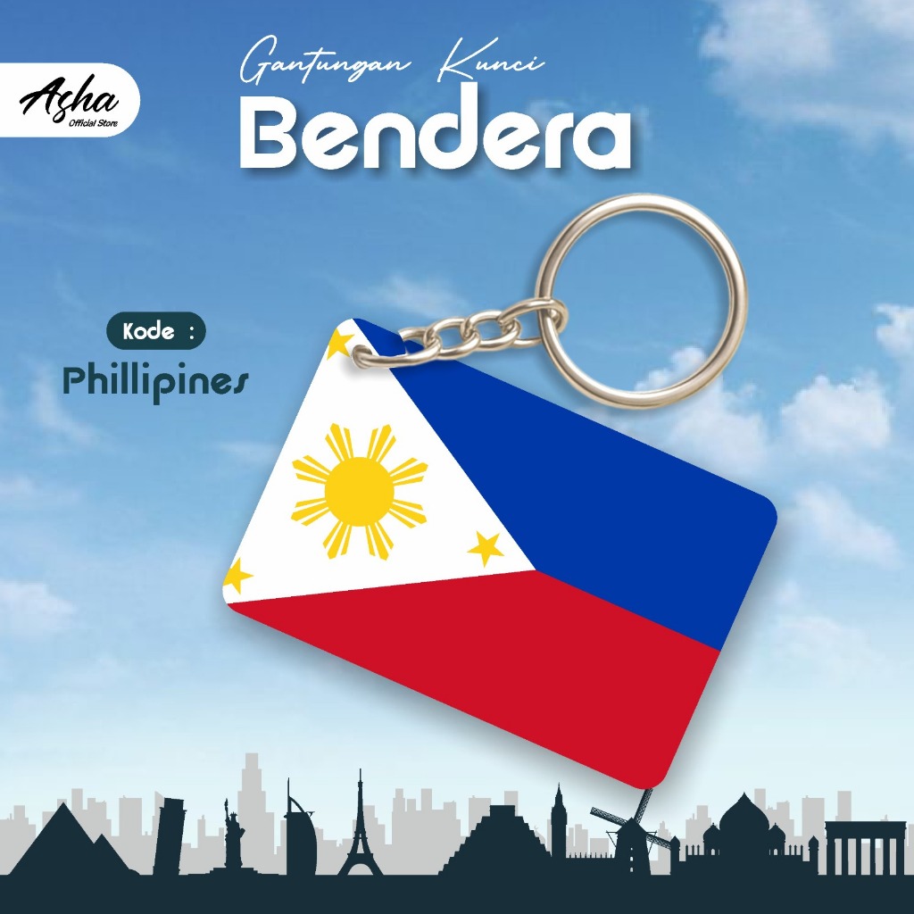 GANTUNGAN ACRYLIC KEYCHAIN WITH WORLD COUNTRY THEME PHILIPINES FLAG ...
