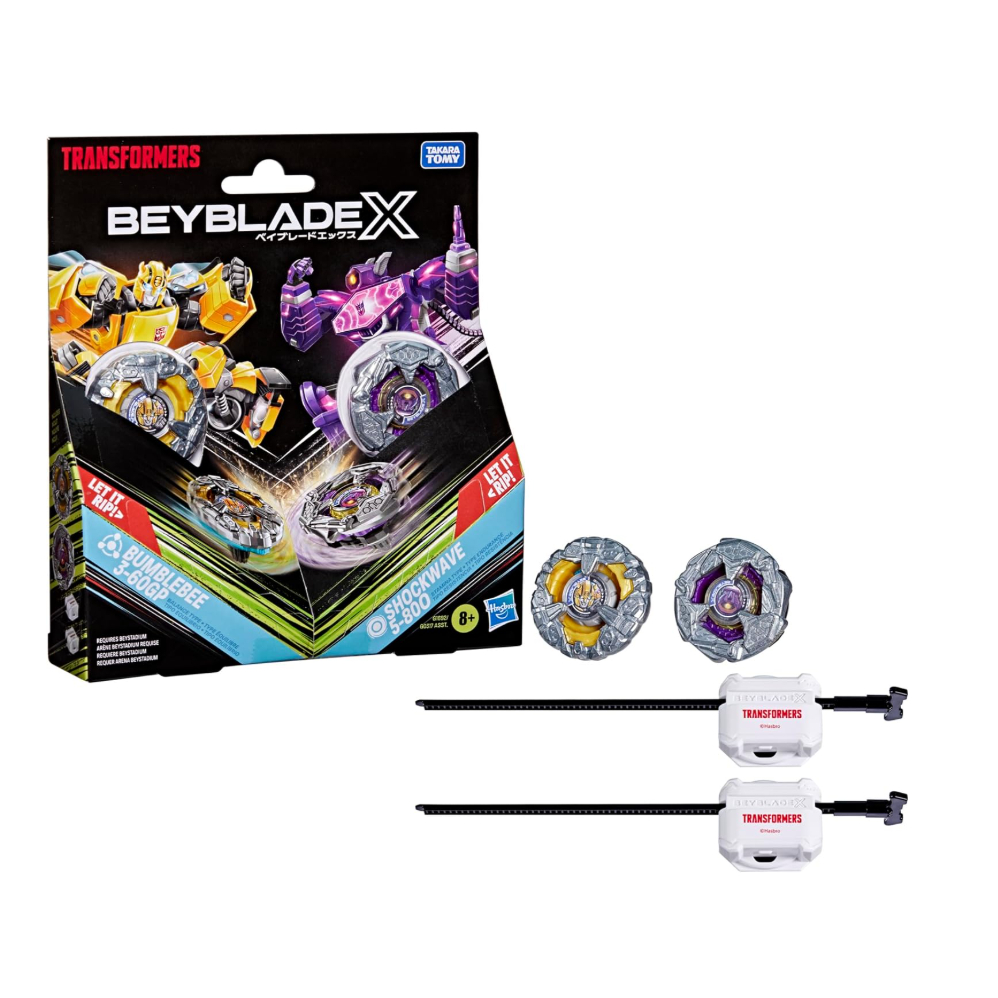Beyblade X and Transformers Collab, Bumblebee 3-60GP vs. Shockwave 5 ...