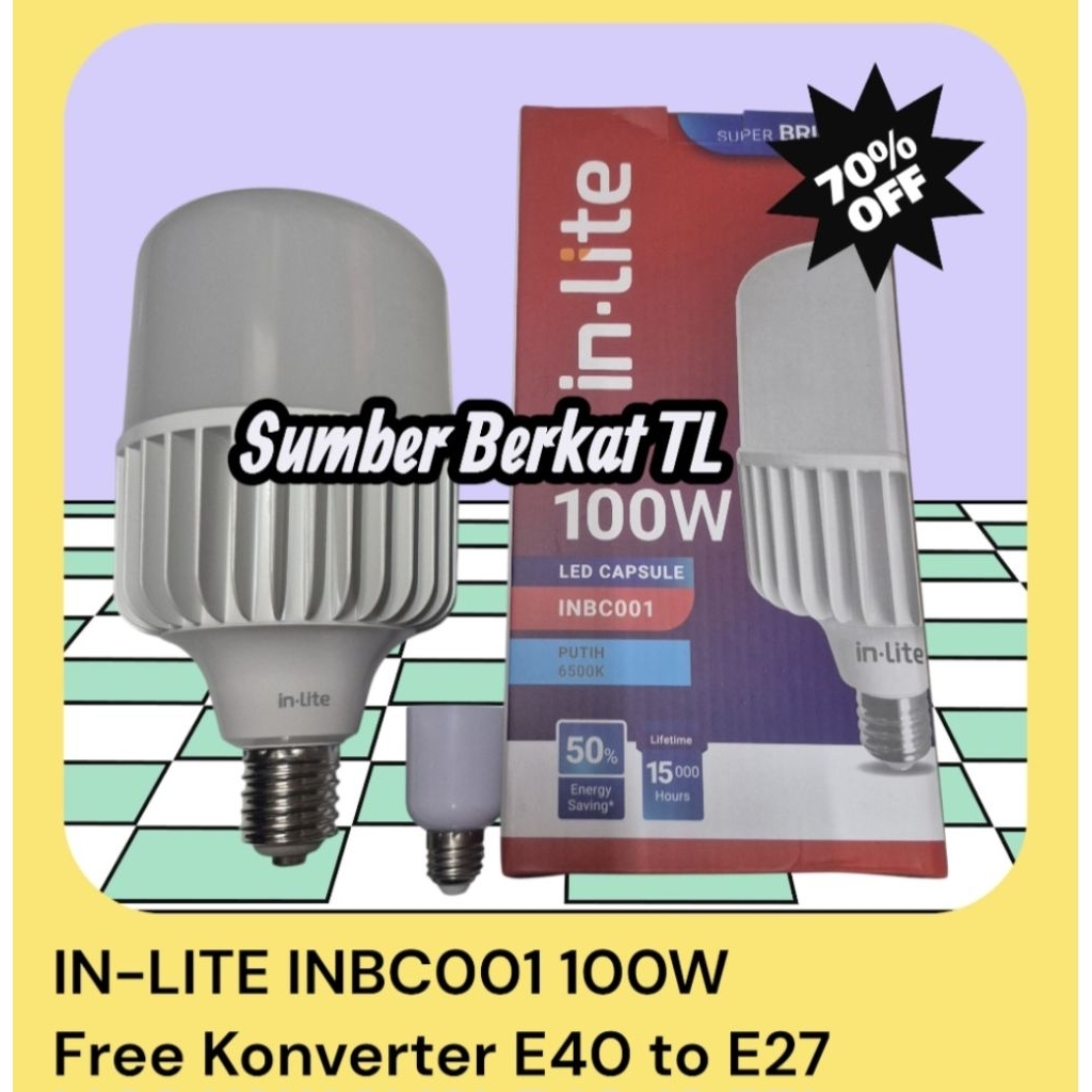 Inlite INBC001 100 Watt E40 Capsule Led Bulb Free E40 to E27 Converter ...